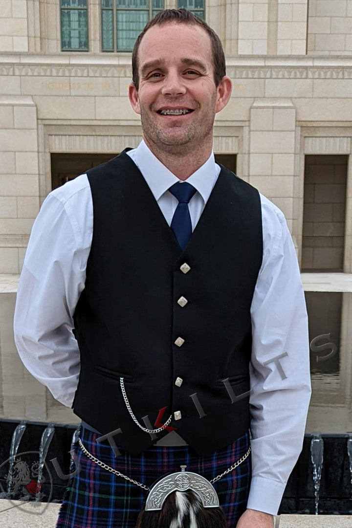 Mens Scottish Black Argyll 100% Wool Formal Kilt Vest |UT Kilts – UTKilts