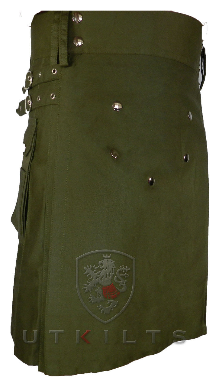 Utility Kilt – GlenTorin Olive Green | Rugged, Functional | UTKilts ...