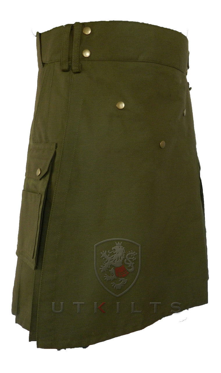 Ultimate Olive Green Utility Kilt with Comfort – UT Kilts